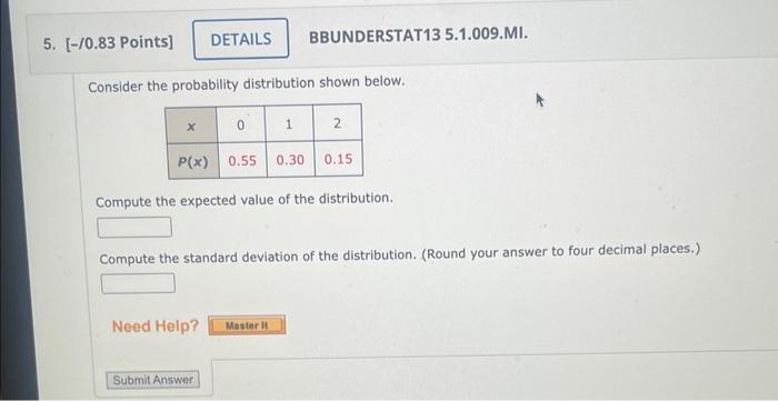 Solved Consider the probability distribution shown below. | Chegg.com