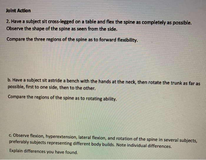 Solved Joint Action 2. Have a subject sit cross-legged on a | Chegg.com