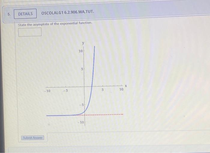 Solved State the asymptote of the exponential function. | Chegg.com