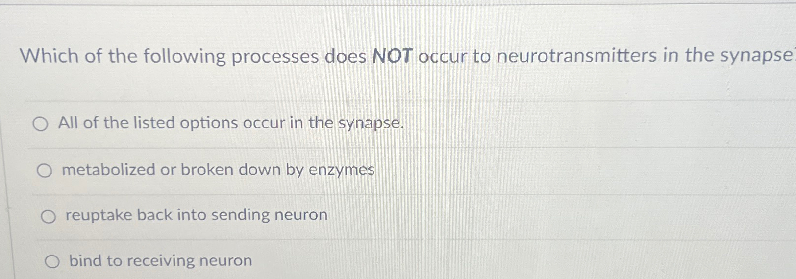 Solved Which of the following processes does NOT occur to | Chegg.com