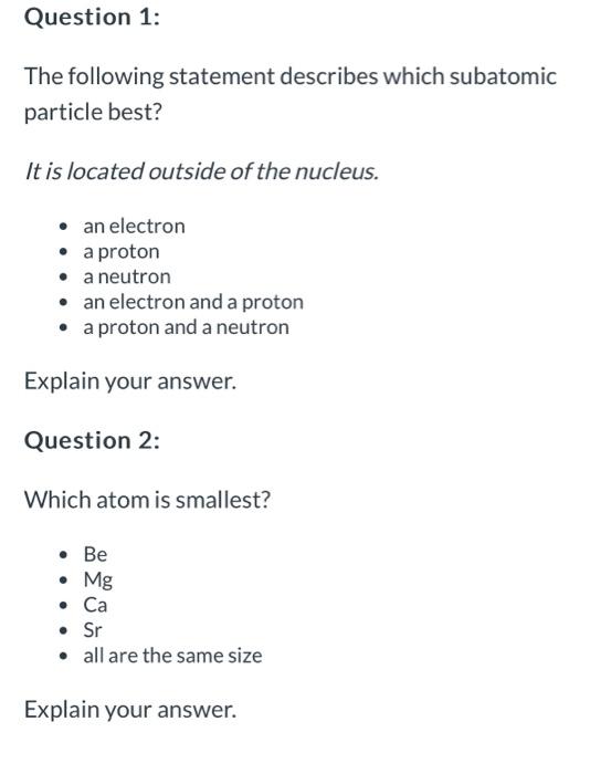 Solved Question 1: The following statement describes which | Chegg.com