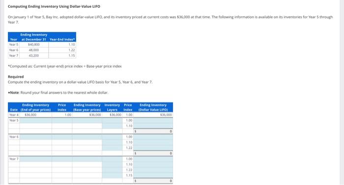 Solved Computing Ending Inventory Using Dollar-Value UFo On | Chegg.com