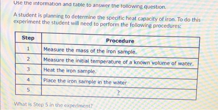 Solved Use the information and table to answer the following | Chegg.com