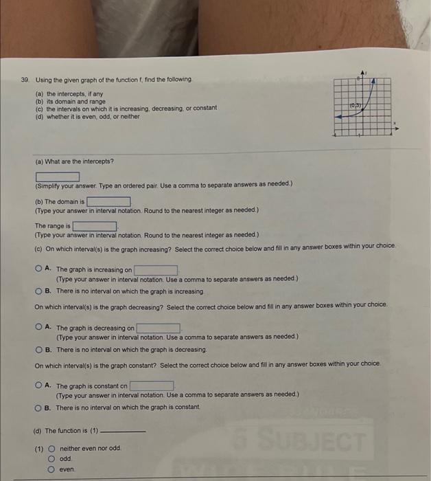 Solved 39. Using the given graph of the function f, find the | Chegg.com