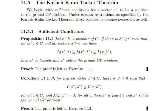 11.5 The Karush-Kuhn-Tucker Theorem We begin with | Chegg.com