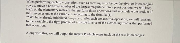 Solved In this exercise, we will construct LU factorization | Chegg.com