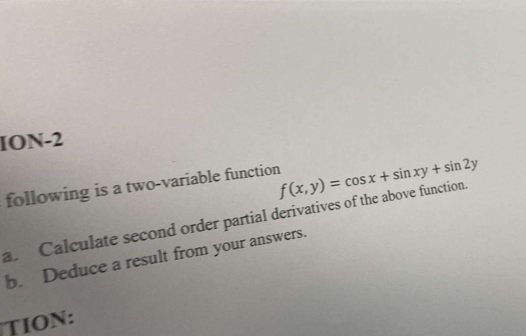 Solved ION-2 - following is a two-variable function f(x,y) = | Chegg.com