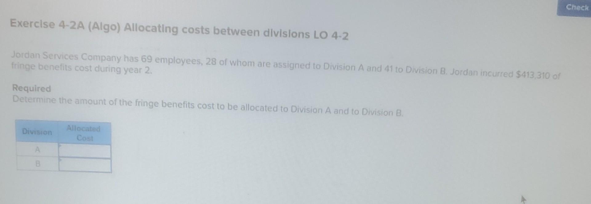 Solved Exercise 4-2A (Algo) Allocating costs between | Chegg.com