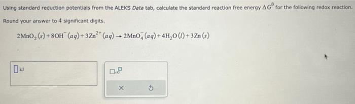 Solved Using standard reduction potentials from the ALEKS | Chegg.com