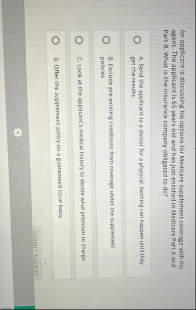 Solved An applicant is discussing his options for Medicare | Chegg.com
