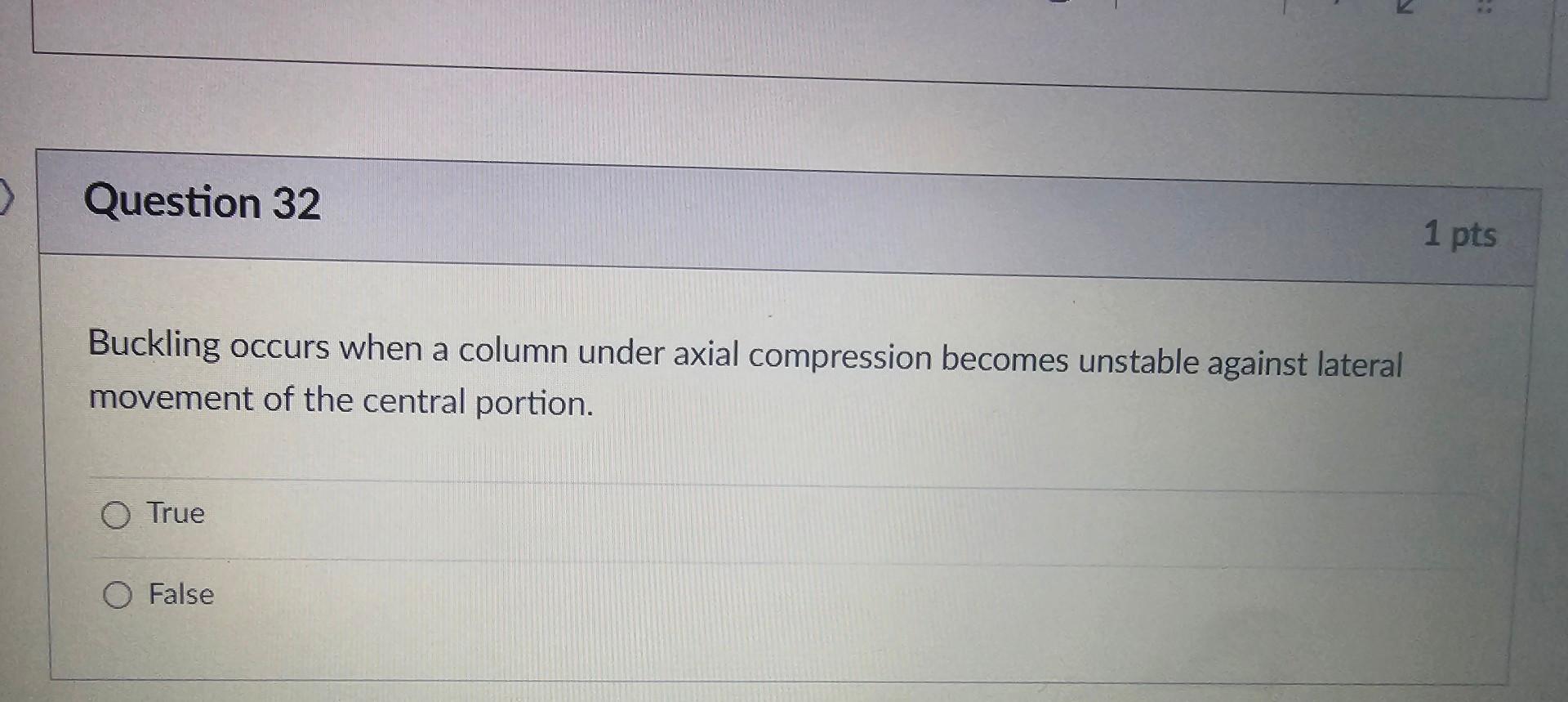 Solved Buckling occurs when a column under axial compression | Chegg.com