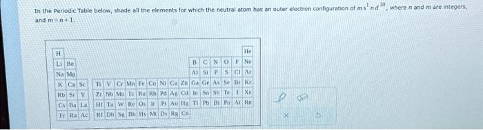 Solved In the Periodic Table below, shade ail the elements | Chegg.com
