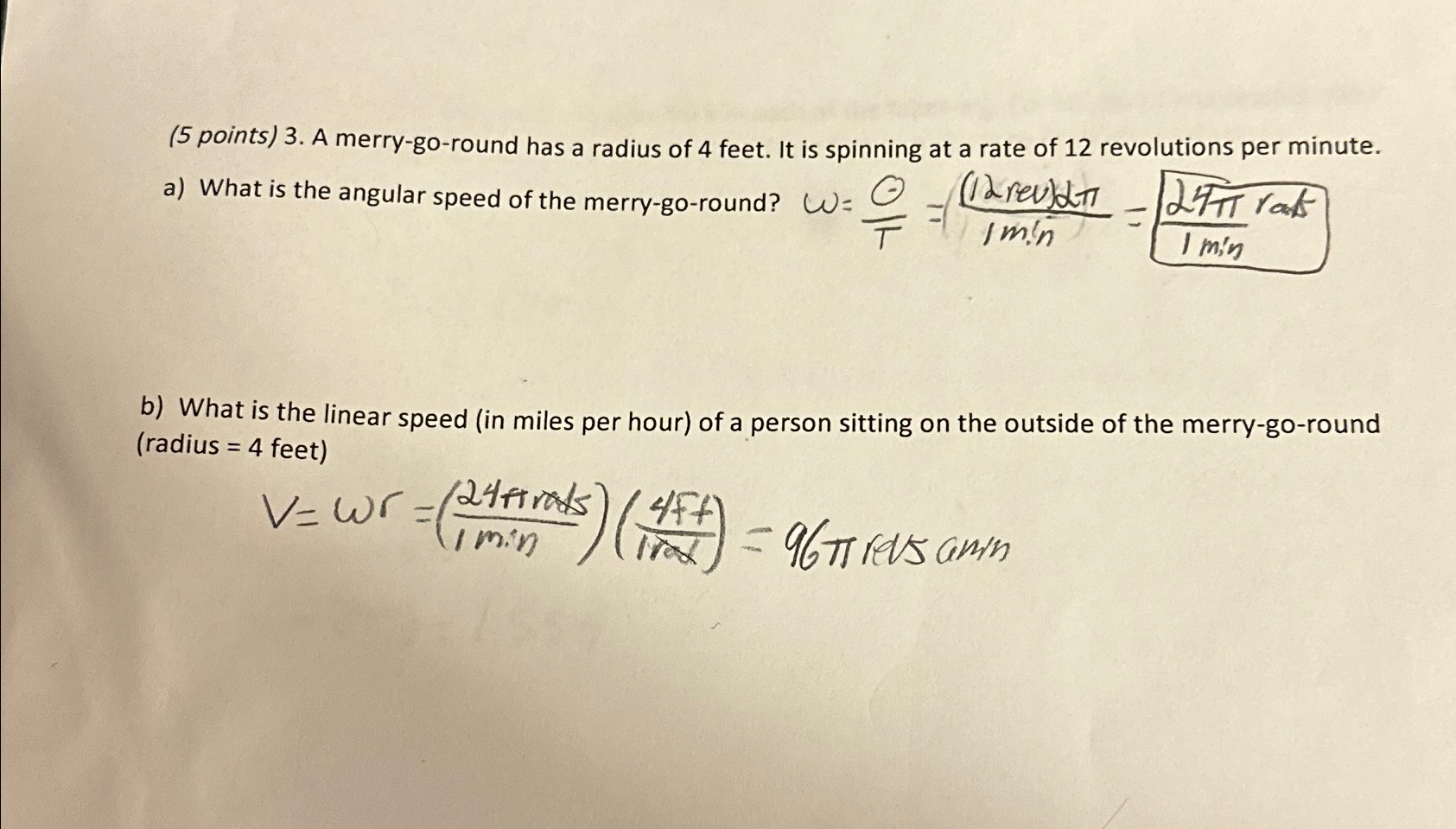 Solved (5 ﻿points) 3. ﻿A merry-go-round has a radius of 4 | Chegg.com | Chegg.com