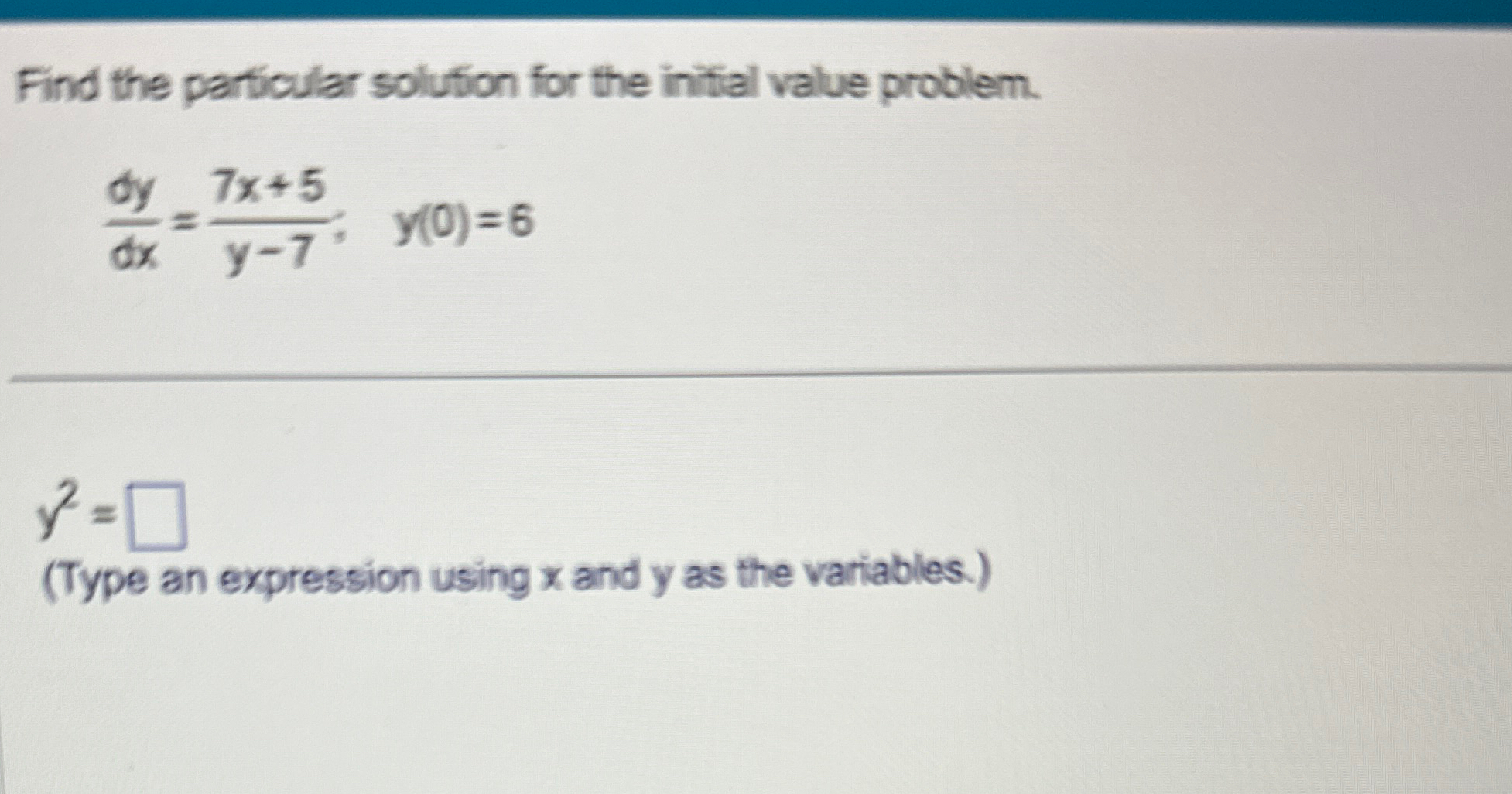 Find the particular solution for the initial value | Chegg.com