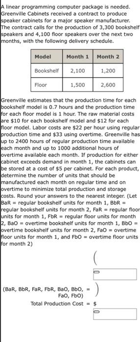 Solved A linear programming computer package is needed. | Chegg.com