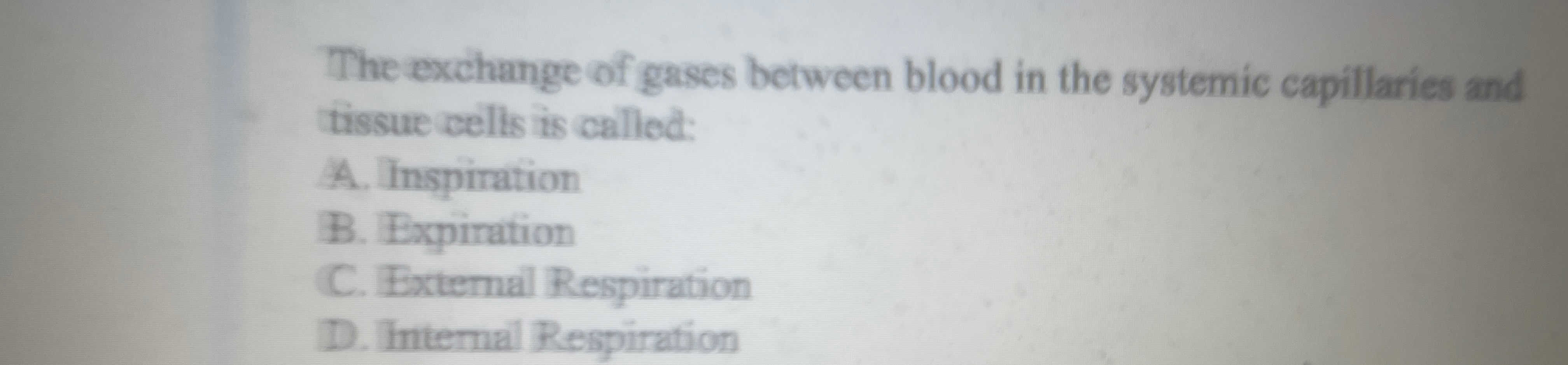 Solved The exchange of gases between blood in the systemic | Chegg.com