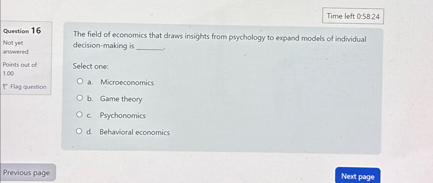 Solved Time left 0:58:24Question 16Not yet answeredPoints | Chegg.com