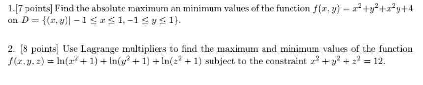 Solved These are calculus 3 problems, i need help with | Chegg.com
