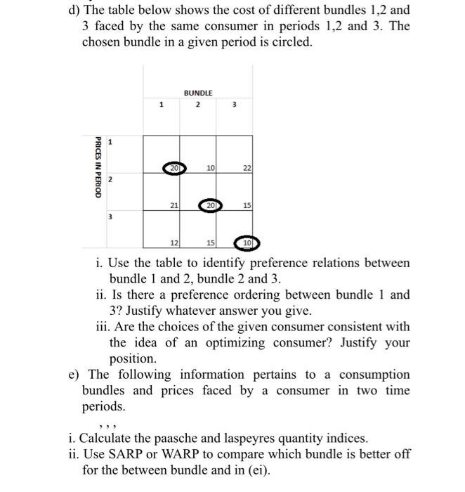 Solved d) The table below shows the cost of different | Chegg.com