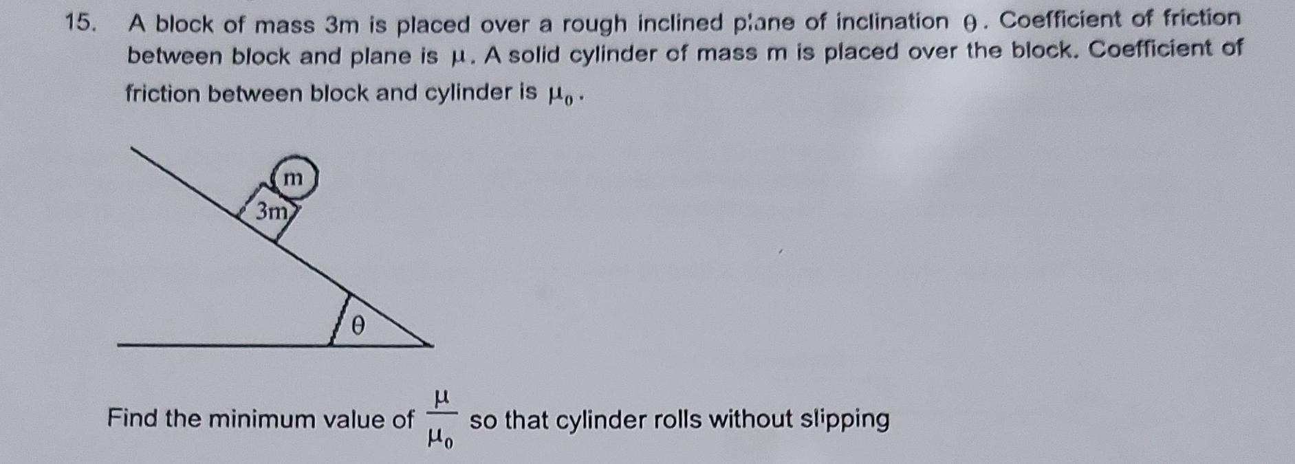 Solved A block of mass 3m ﻿is placed over a rough inclined | Chegg.com