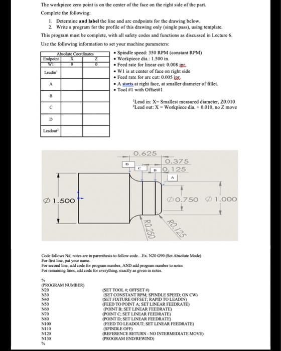 Solved The workpiece zero point is on the center of the face | Chegg.com