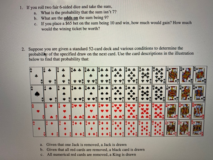 Solved 1. If you roll two fair 6-sided dice and take the | Chegg.com