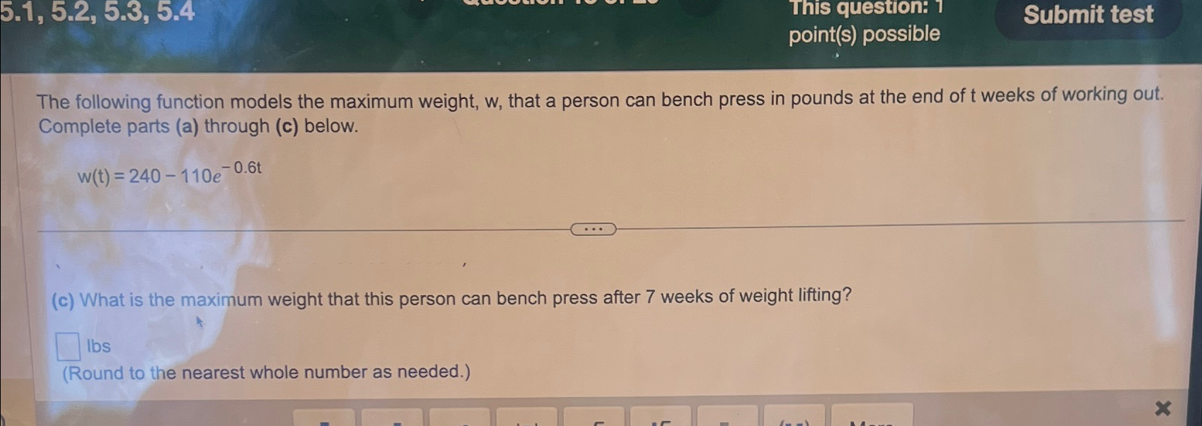 Solved The following function models the maximum weight, w, | Chegg.com