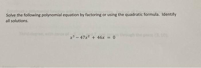 Solved Solve the following polynomial equation by factoring | Chegg.com