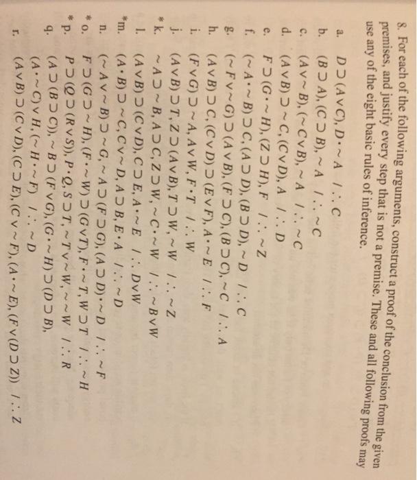 Solved 8 For Each Of The Following Arguments Construct A 0969