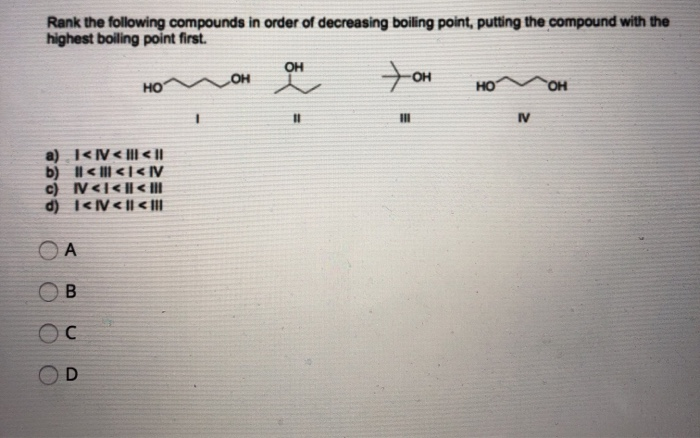Solved Rank the following compounds in order of decreasing | Chegg.com