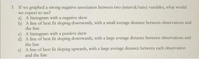 Solved 3. If we graphed a strong negative association | Chegg.com