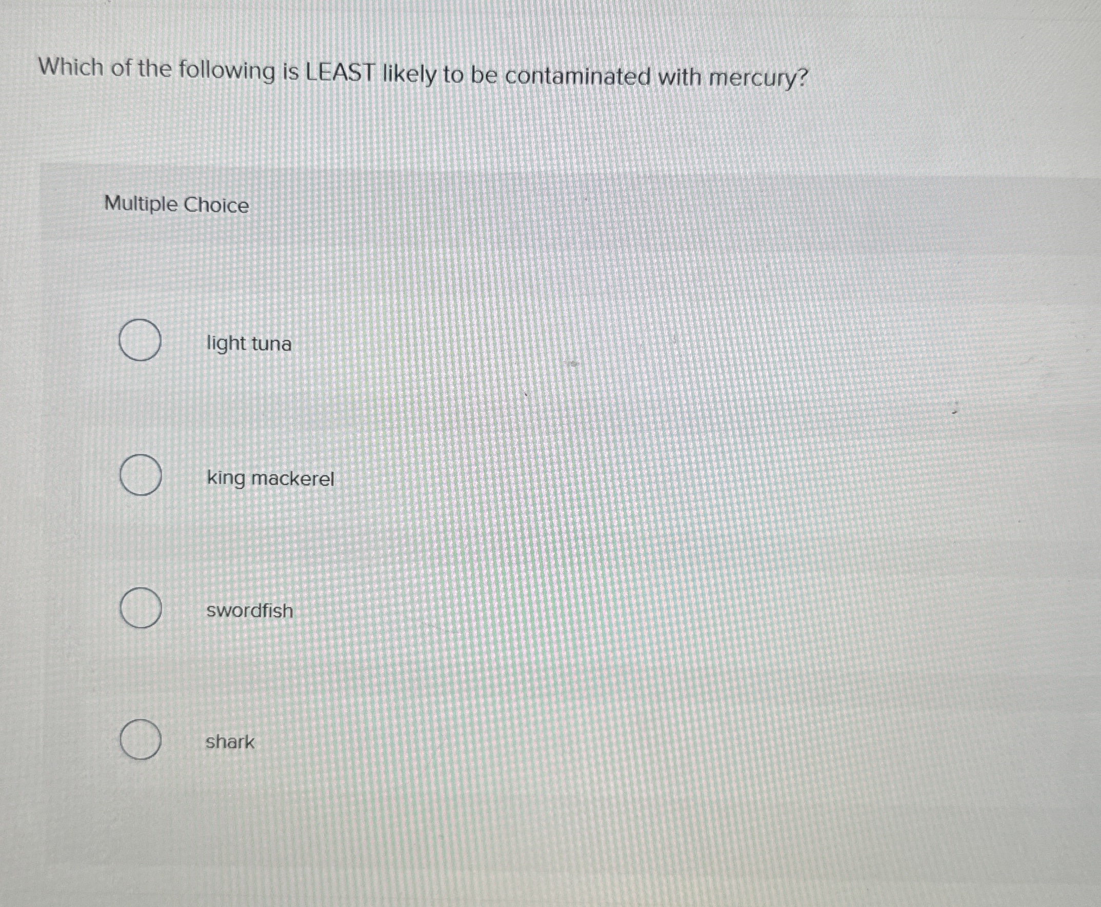 Solved Which of the following is LEAST likely to be | Chegg.com