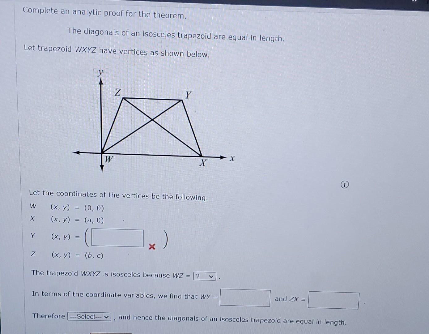 Solved Complete An Analytic Proof For The Theorem The