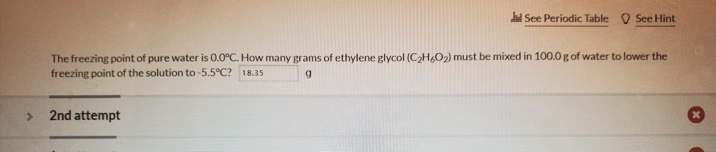 Solved See Periodic Table See Hint The freezing point of | Chegg.com