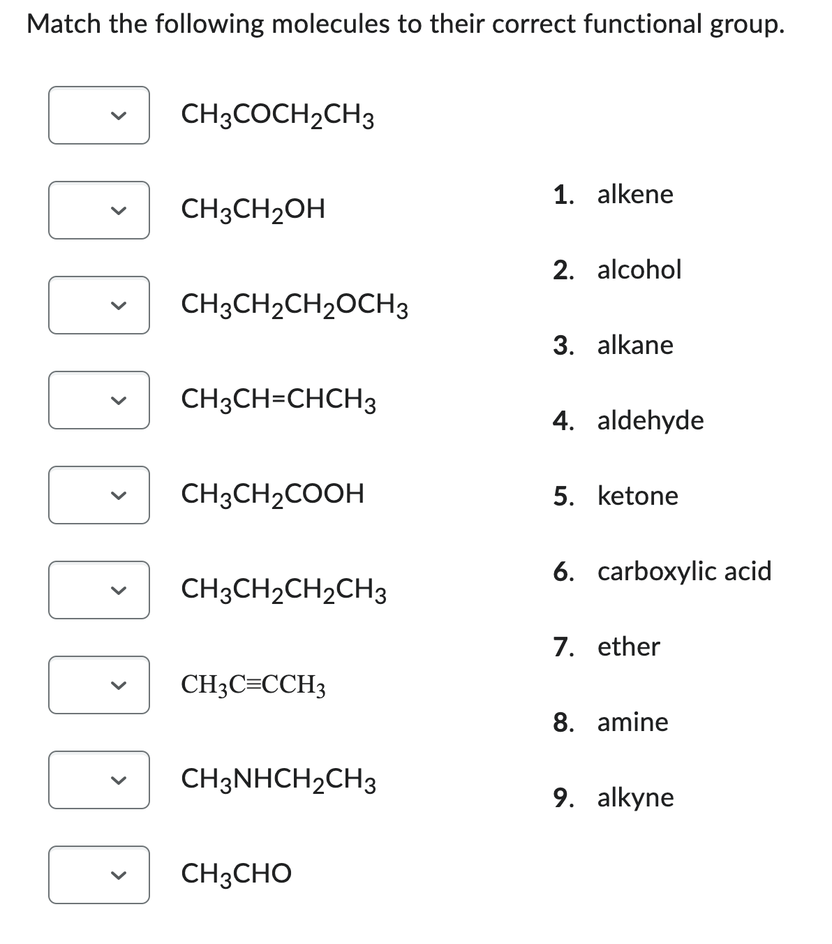 Solved Match the following molecules to their correct | Chegg.com
