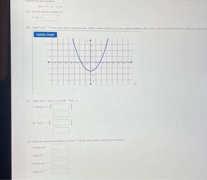 Solved Consider The Given Function F X X2−3 X≥0 A Find