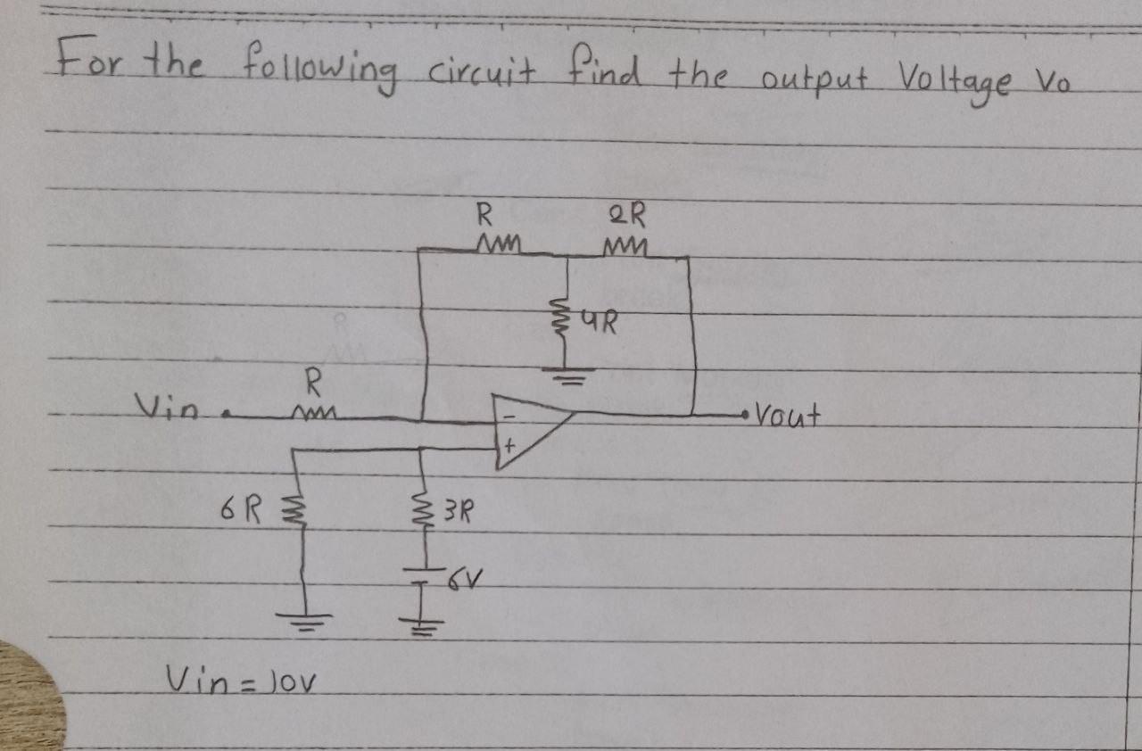 Solved For the following circuit find the output Voltage vo | Chegg.com