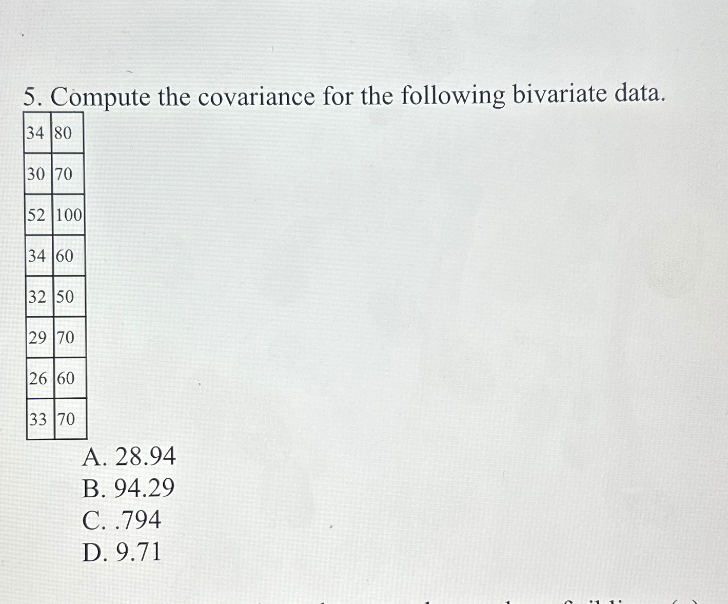 Solved Compute the covariance for the following bivariate | Chegg.com