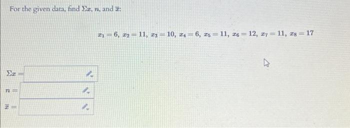 Solved For the given data, find Ez, n, Σε = N= T = A 1. 1. | Chegg.com
