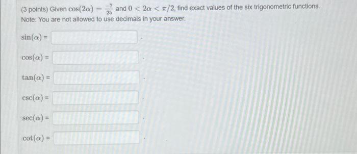 Solved (3 points) If cscx=4,90∘ | Chegg.com