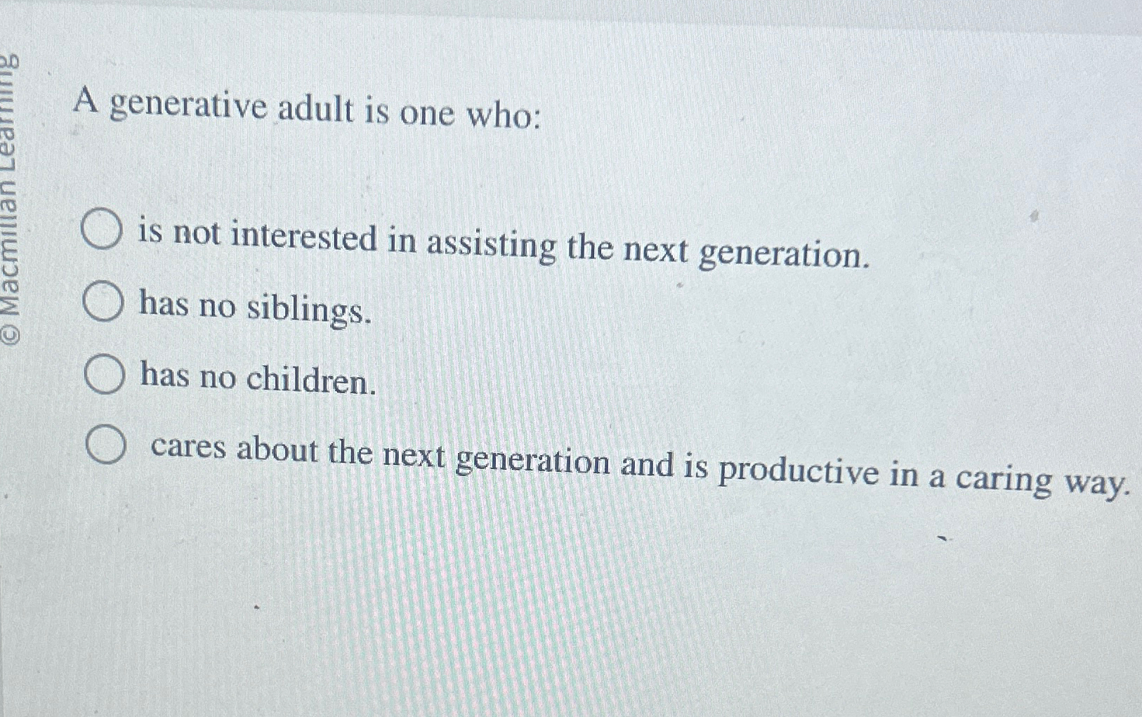 Solved A generative adult is one who:is not interested in | Chegg.com