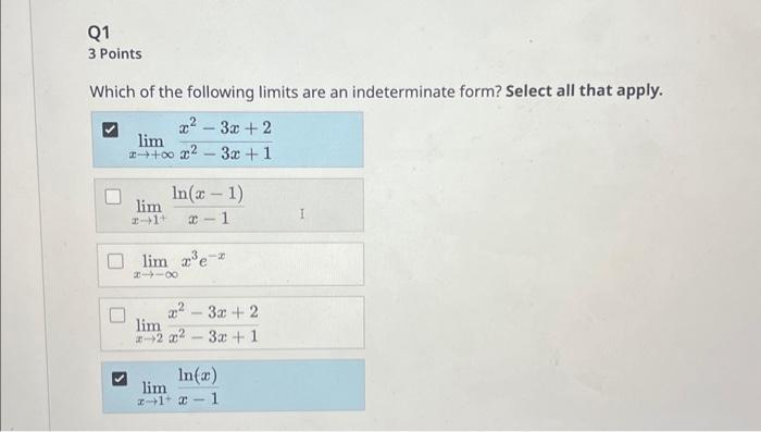 Solved Which of the following limits are an indeterminate | Chegg.com