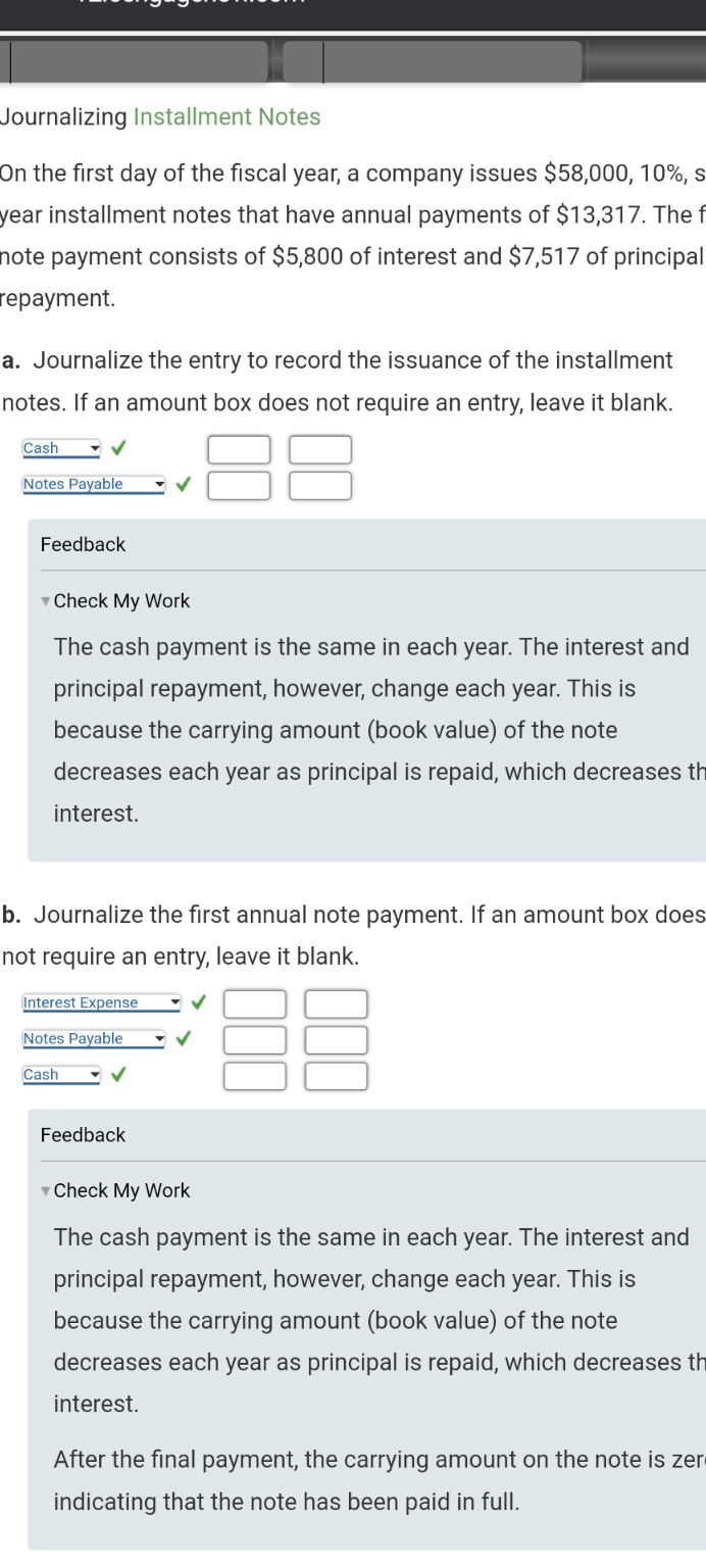 Solved Journalizing Installment Notes On the first day of | Chegg.com