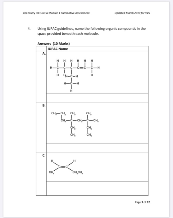 Solved Chemistry 30: Unit A Module 1 Summative Assessment | Chegg.com