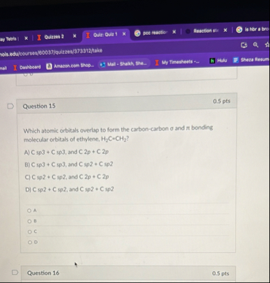 Solved Question 150.5 ﻿ptsWhich atomic orbitals overlap to | Chegg.com