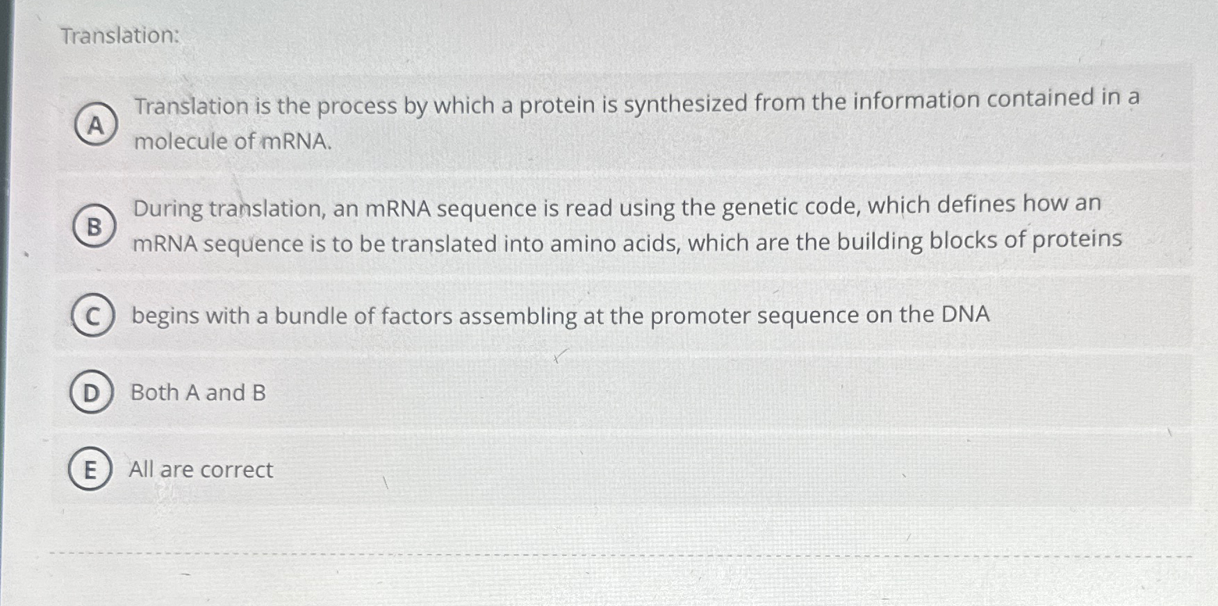 Solved Translation:Translation is the process by which a | Chegg.com