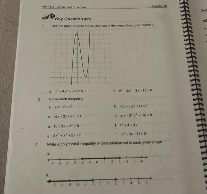 Solved 2. 3. MHF4U-Advanced Functions 1. a. x³-4x²-3x+18