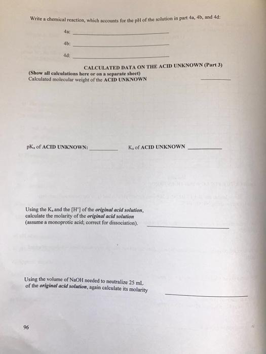 Solved Date Name DATA SHEET: pH, BUFFERS AND K, Part 1: The | Chegg.com