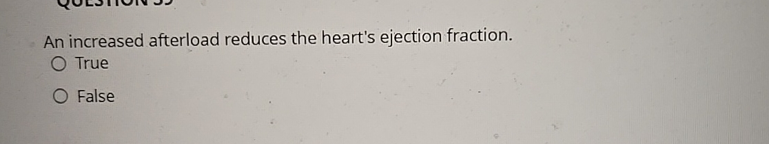 Solved An increased afterload reduces the heart's ejection | Chegg.com