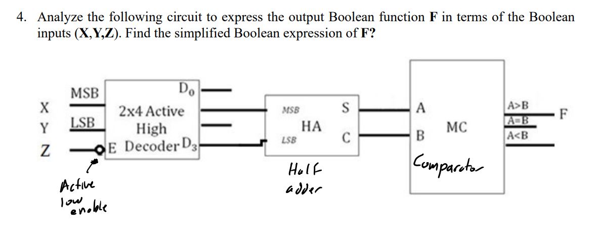 Solved Analyze the following circuit to express the output | Chegg.com